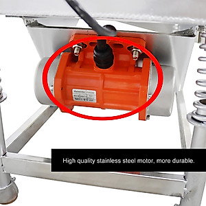 BREVELTION 110V Full Stainless Steel Linear Vibrating Screen Industrial Vibrating Screen Electric Linear Screening Machine for Screening Powder Plastic Particles Grains with 3mm Screen 80W