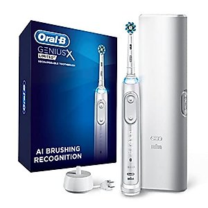 Oral-B Genius X Limited, Electric Toothbrush with Artificial Intelligence, Rechargeable Toothbrush (1) Replacement Brush Head, Travel Case, White