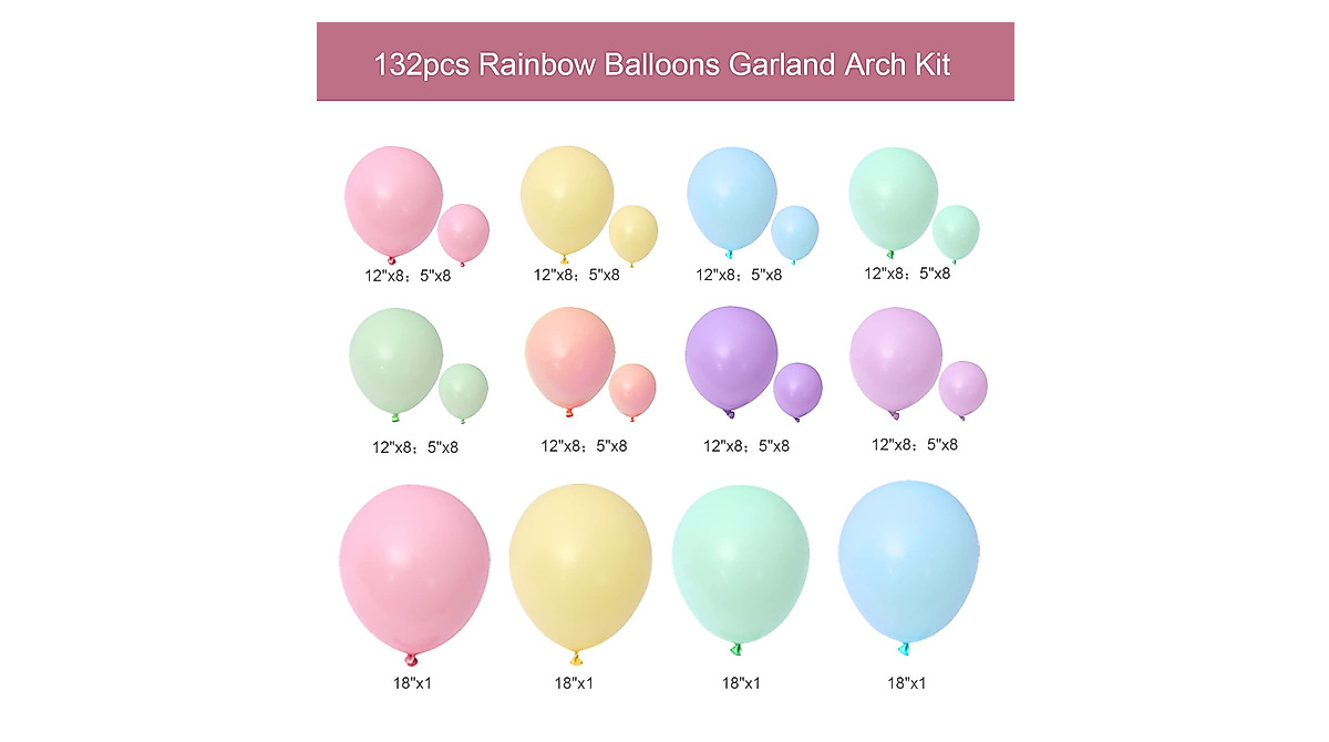 Pastel Balloons Garland Arch Kit - 132pcs Rainbow Balloons for Parties