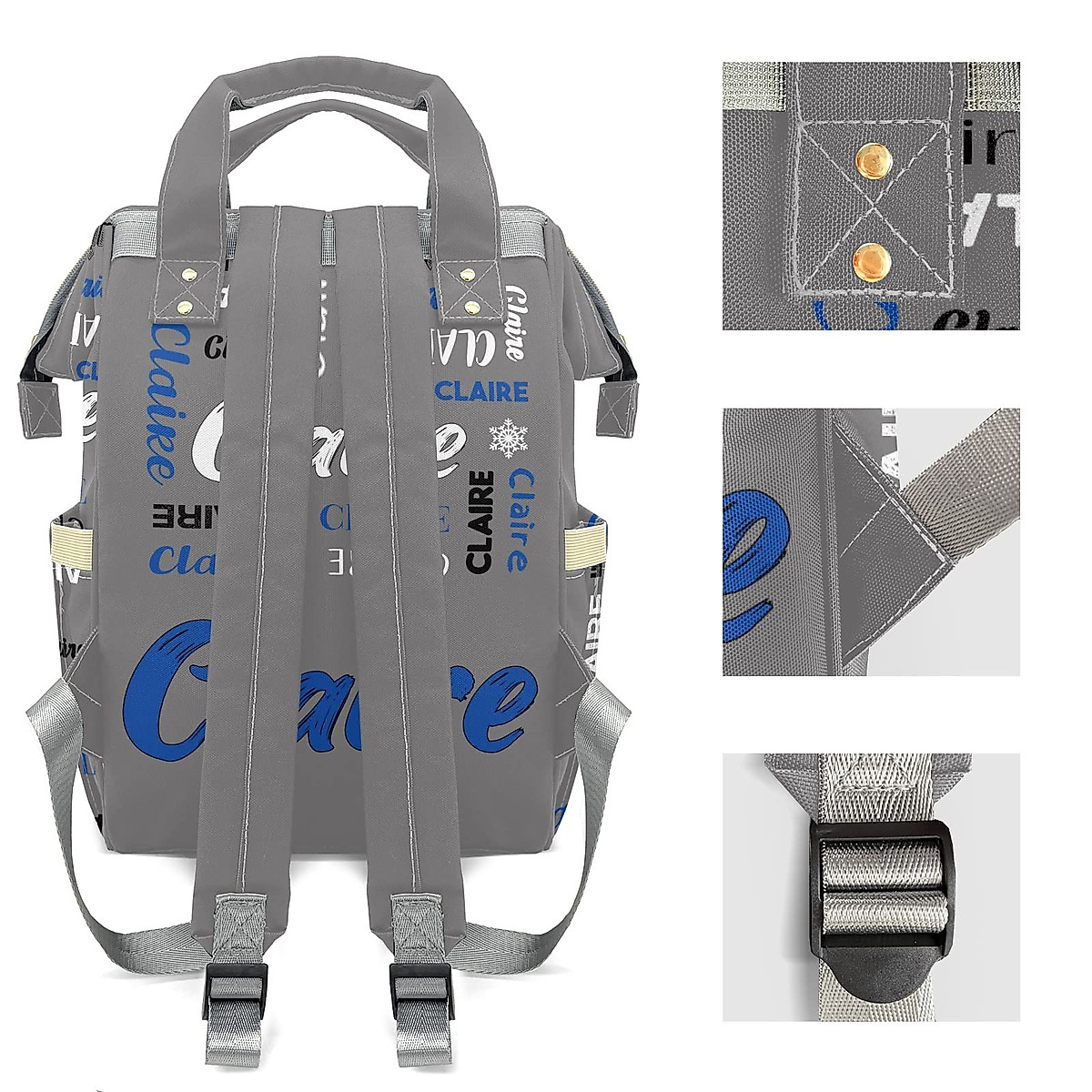 ZAACUSTOM Waterproof Custom Diaper Bag for Baby Boy Girl, Large Capacity Personalized Diaper Bag with Name, Multifunctional Diaper Bag Backpack with Adjustable Shoulder Straps