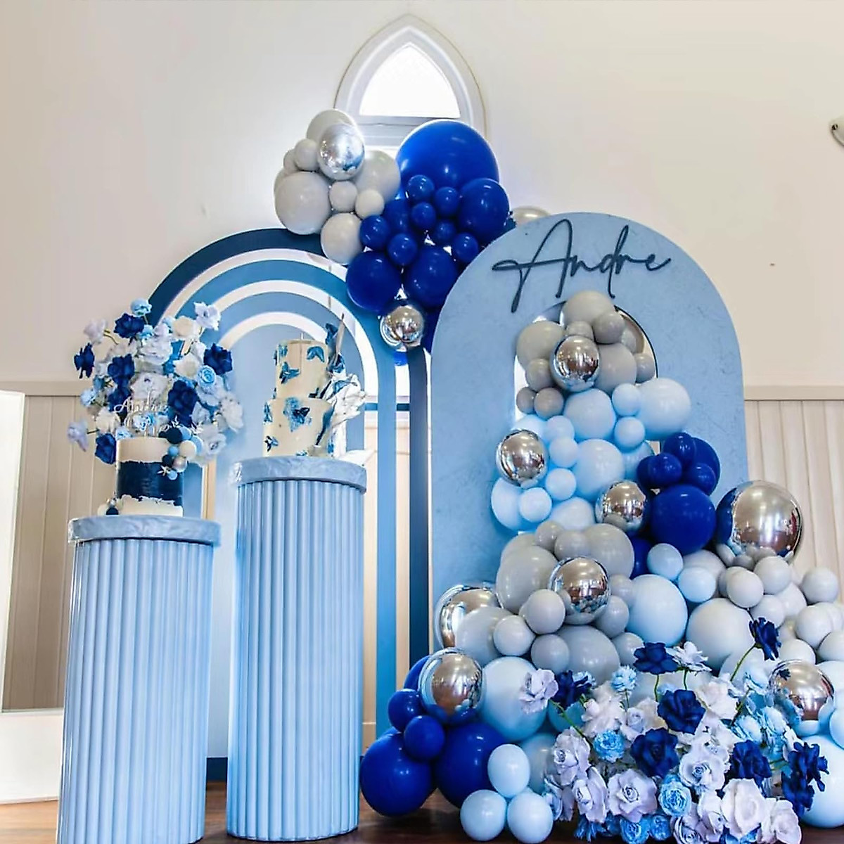 Nobledecor Silver White Party Decoration Balloons Kit, 12inch 60 Pcs Metallic Latex Silver Balloons Silver Confetti Balloons for Birthday Wedding Party Baby Shower Birthday Graduation Decoration Supplies