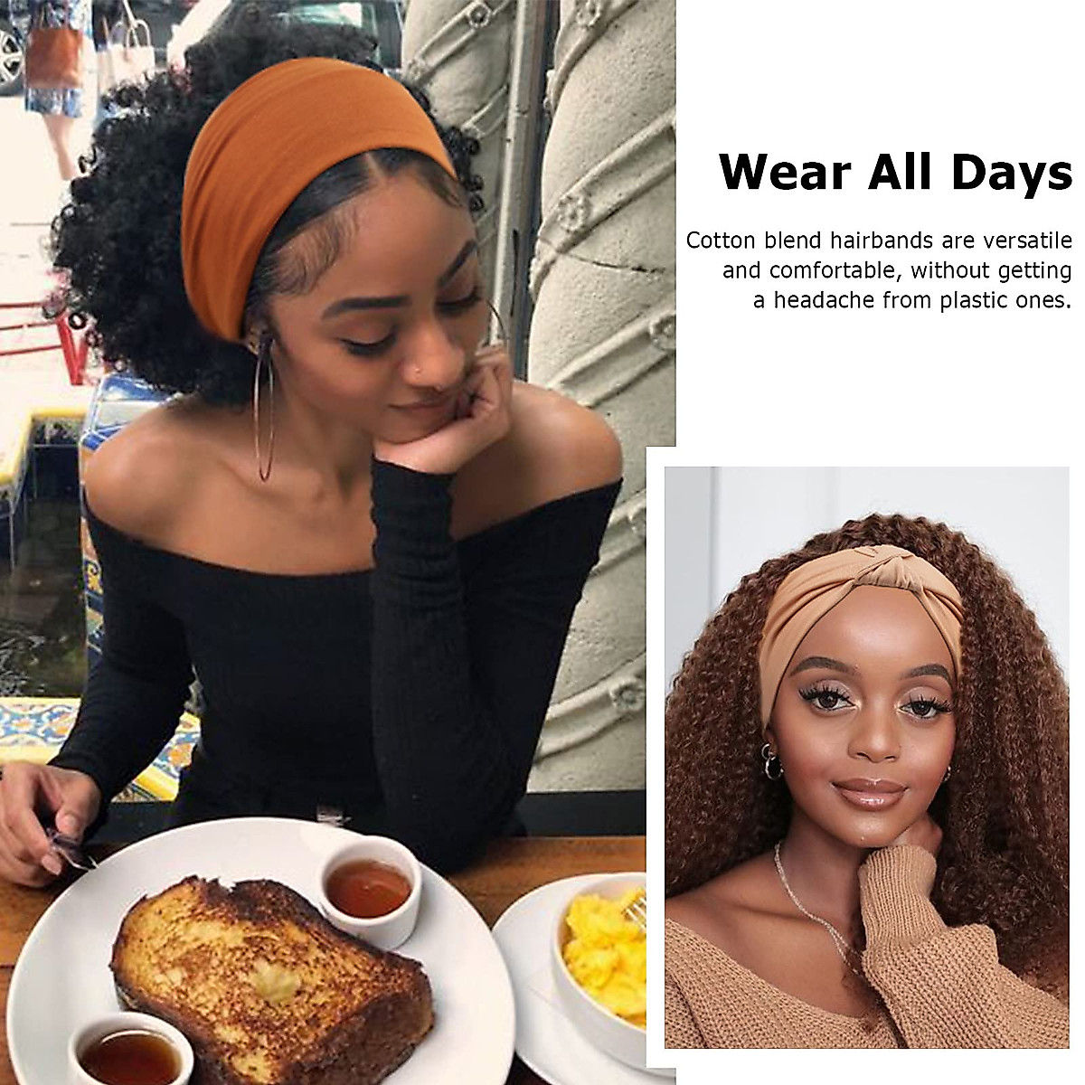 DRESHOW 4 Pack Turban Headbands for Women Wide Vintage Head Wraps Knotted Cute Hair Band Accessories