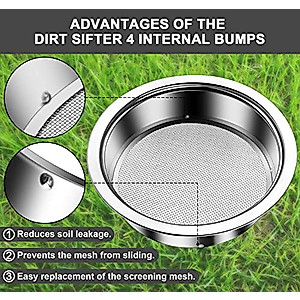 Bonsai Soil Sifter Set for Gardening - Soil Sieve with 5 Interchangeable Mesh ( 1mm, 3mm, 5mm, 7mm, 9mm), Garden Sifting Screen for Dirt, Sand, Rock, Filtration, Compost and Bonsai