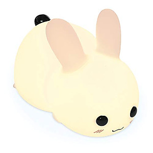 Navaris Bunny Night Light for Kids - Rechargeable Dimmable LED Lamp for Baby Nursery, Girls or Boys Bedroom - BPA-Free Silicone - Snow White Rabbit