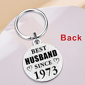 50th Wedding Anniversary Keychain Gifts, Best Husband Since 1973, 50 Year Anniversary Decoration for Him Men
