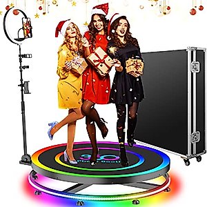 ZTGYGY 360 Photo Booth Machine 80cm for 3 People with Flight Case, Free Custom Logo,Remote Control Automatic 360 Spin Camera Booth Selfie Platform for Parties (80cm/31.5“ + Flight Case)