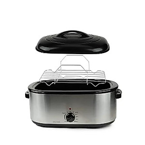 Stainless Steel Electric Roaster Oven: 22 Quart Capacity | Self-Basting Lid | Perfect for Family Gatherings!