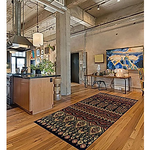 SUPERIOR Contemporary Eclectic Geometric Abstract Floral Power-Loomed Indoor Area Rug, 4' x 6', Black
