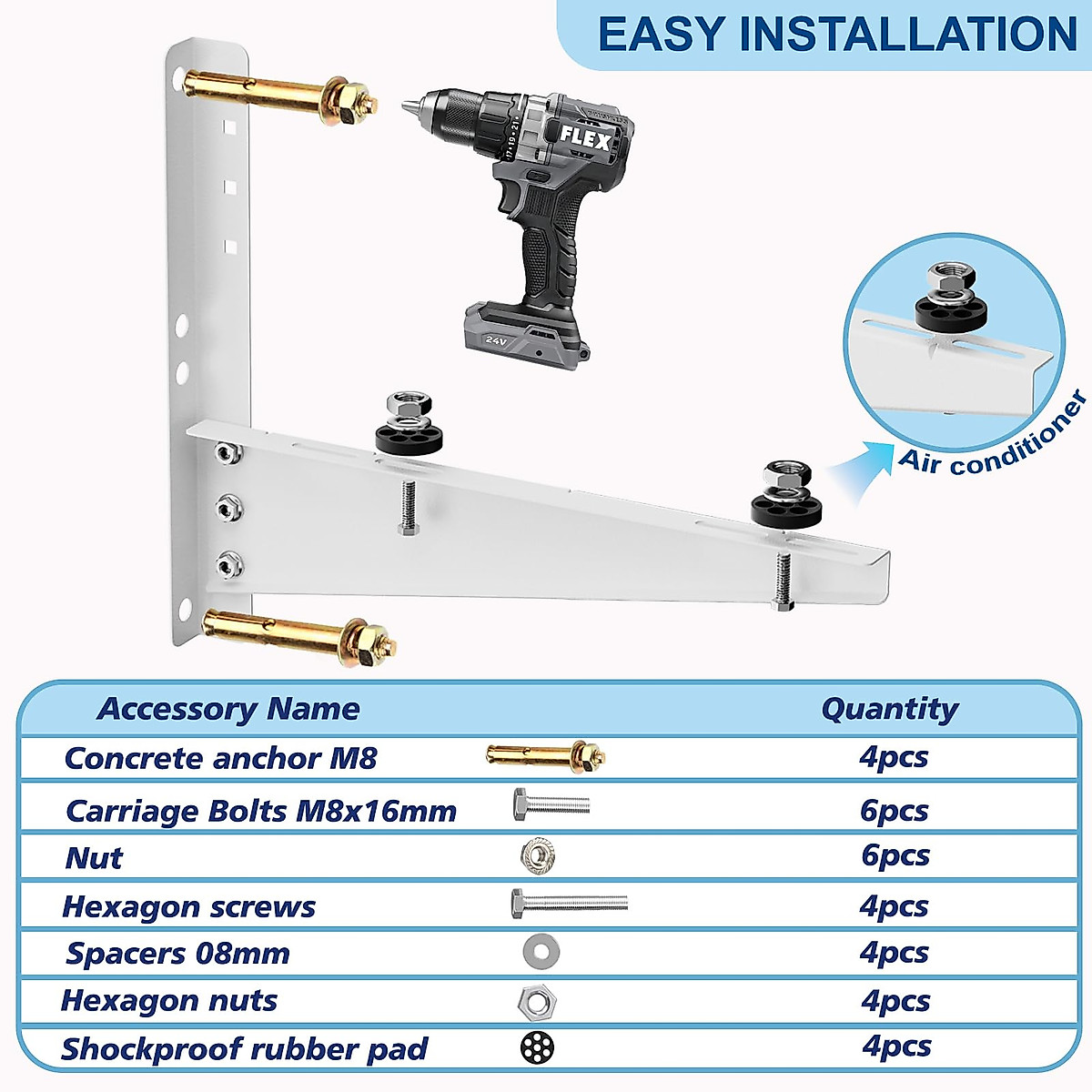 Ogival Mini Split Bracket, Heavy Duty AC Wall Mounting Bracket, Holds up to 330lbs, for 9,000-18,000 BTU AC Units