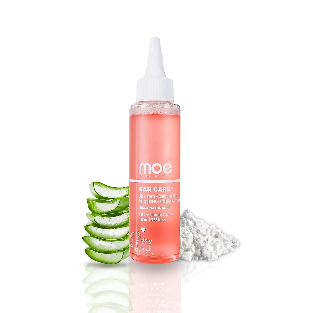 Moe Puppy Moe Ear Care Plus Ear Cleaning Solution for Pets| for Dogs and Cats (100 ml) (Pack of 1, Pink)