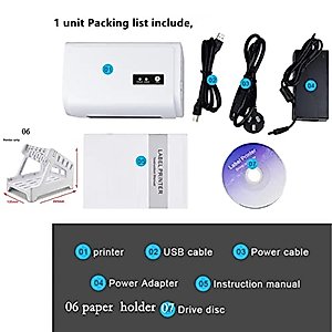 with U Disk (Driver.Software, Video are in U Disk) Label Maker Printer Thermal Barcode Shipping Printer Bluetooth and USB 110mm 4X6 Shipping Sticker Label Printer 4 inch (USB+Bluetooth Port)
