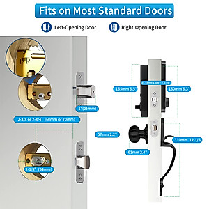 HARFO Fingerprint Door Lock, Keyless Entry Door Lock with Handles, Smart Door Lock, Front Door Lock Handle Sets, Electronic Keypad Deadbolt (Black)