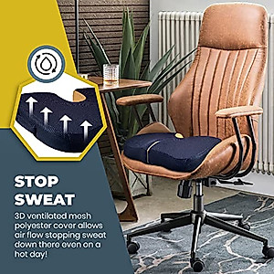 THERALUX Sciatica Pillow for Sitting Pain Relief - Memory Foam Car Seat Cushion for Office Desk Chair - Butt and Lower Back Support