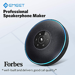 EMEET Bluetooth Speakerphone M2 Black Conference Speaker for 5-8 People Business Conference 360º Voice Pickup 4 AI Microphone Self-Adaptive Conference Call Speaker Skype USB Speakerphone