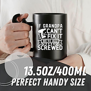 Onebttl Grandpa Gifts Wrench Coffee Mug, Grandfather Gift from Granddaughter and Grandson, 13.5oz/400ml Funny Ceramic Mug for Christmas, Father's Day - Grandpa Can Fix