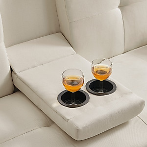 Verfur Modern Convertible Folding Futon Sofa Bed with Removable Armrests, Linen Fabric Upholstered Adjustable Recliner Couch Daybed Loveseat with 2 Cup Holders for Living Room Furniture Sets