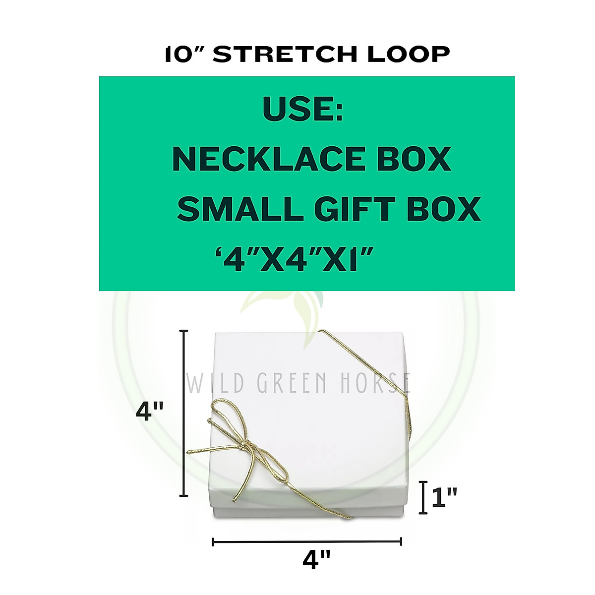 WGH Stretch Loops with Pre-Tied Bows, Elastic Cord Ribbon, Gift Box Bows, Craft & Easy Wrapping, Elastic Ribbon String for Gifts, Box, Craft, Bags - Pack 50 Units (10", White)