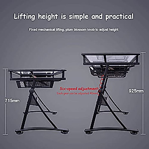 ROLTIN Drafting Tables Height Adjustable Drawing Art Table,Artists Desk Tilting Glass Tabletop Paintings Work Station with Storage Drawer,Writing Art Craft Work Station (