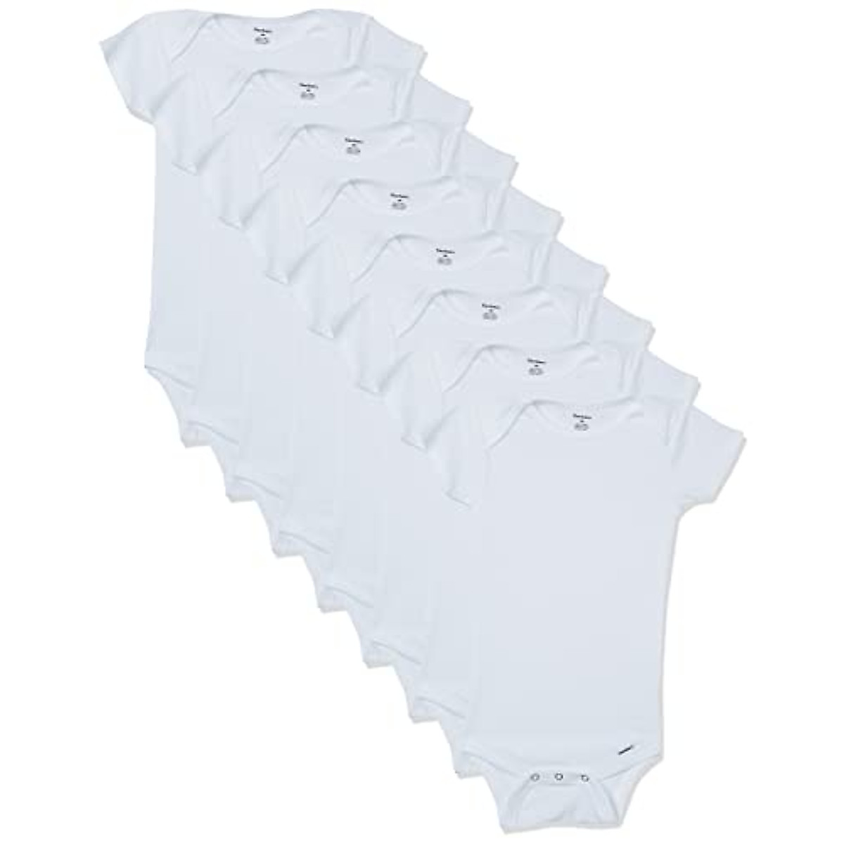 Gerber Baby 8-Pack Short Sleeve Onesies Bodysuits, Solid White, 0-3 Months