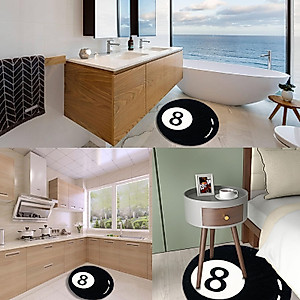 8 Ball Rug, 32" Black Round Area Rug, Cute Black Floor Rug Doormat, Billiard 8 Ball Carpet, Eight Ball Rug Absorbent&Soft Bath Mat for Living Dining Dorm Room Bedroom Decor (40")