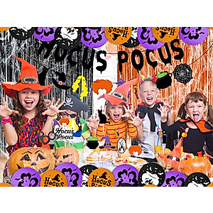 Hocus Pocus Party Decorations 52PCS Hocus Pocus Party Decor with Hocus Pocus Banner Cupcake Toppers Halloween Hocus Pocus Decorations for Home Halloween Party Decorations