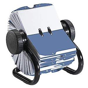 Rolodex Open Rotary Business Card File with 200 2-5/8 by 4 inch Card Sleeve and 24 Guide, 400-Card Cap, Black (67236)