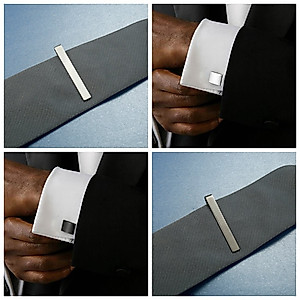 FIBO STEEL Tie Clips Cufflink Set for Men Classic Wedding Cufflinks Mens Dad Birthday Gifts