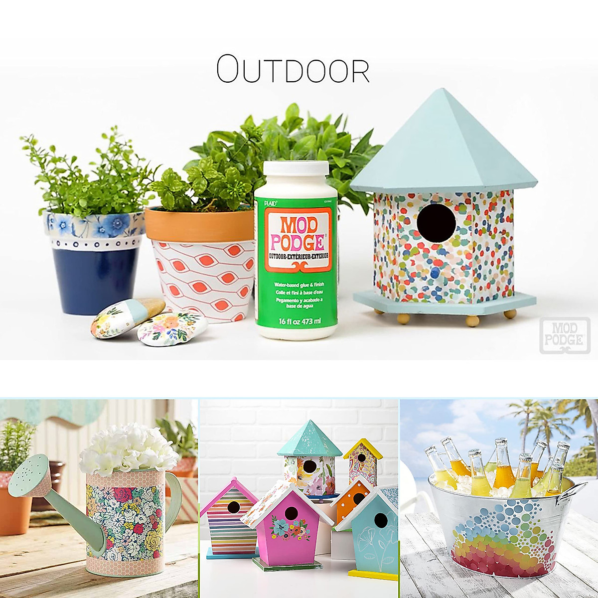 Mod Podge Waterbase Sealer, Glue and Finish for Outdoor (8-Ounce), CS11220 Clear Finish