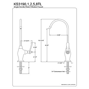 Kingston Brass Gourmetier KS3198TL Templeton Design 1/4 Turn Water Filter Faucet, Brushed Nickel