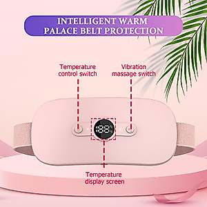 Portable Heating Pad, Electric Heating Pad for Back Pain Relief Cramps,Menstrual Heating Pad Fast Heating Belly Wrap Belt with 6 Heat Levels, 6 Vibration Modes Gift for Women Girl Wife Girlfriend
