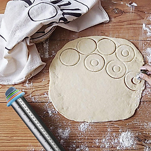 Prokitchen 23.6 Inch Rolling Pin with Thickness Rings-Adjustable Stainless Steel Roller Guides Spacers Baking Tools for Dough Pizza Pie and Cookies