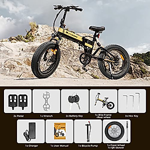 CYCROWN Cycknight Electric Bike Adults with 750W Motor, 48V 12.5AH Removable Battery, 20" x 4.0 Fat Tire Foldable Electric Bicycle, Dual Shock Absorber E-Bike for Snow Beach Mountain, Shimano 7-Speed