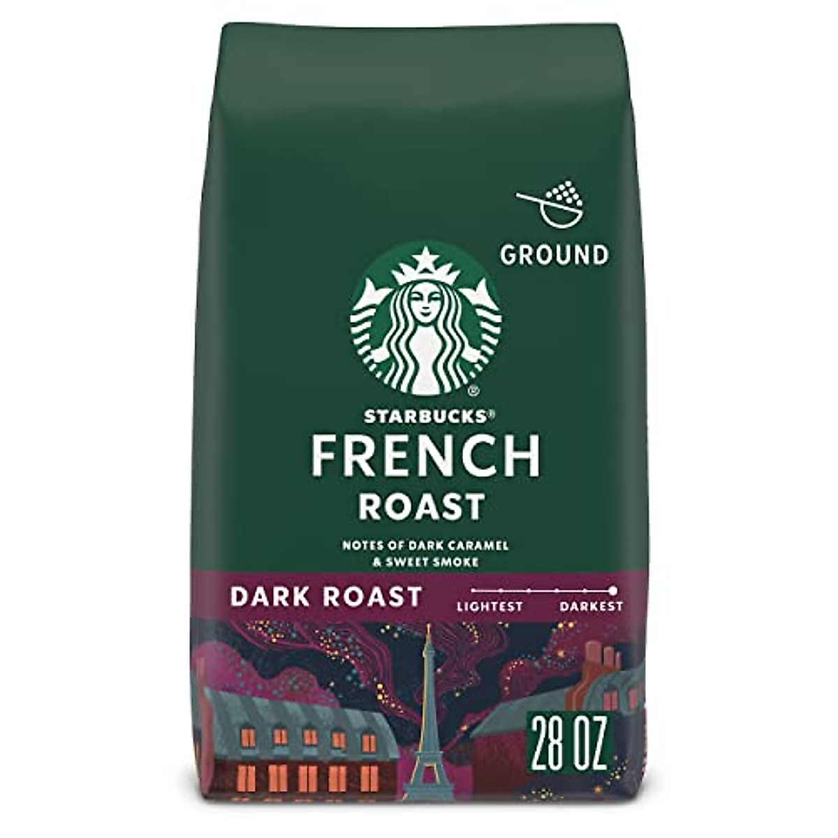 Starbucks Ground Coffee—Dark Roast Coffee—French Roast—100% Arabica—1 bag (28 oz) - (Packaging May Vary)