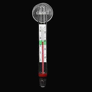 Evangelia.YM Aquarium Fish Tank Thermometer, Glass Meter Water Temperature Sensing Thermometer Gauge with Suction Cup Clearly Easy to Read Scale (Clear)