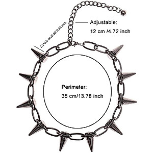 Reaowazo Spike Chokers for Women Choker Goth Necklaces Mens Chain Choker Collar Punk Streetwear Handmade Adjustable Vintage Rivet Jewelry Black
