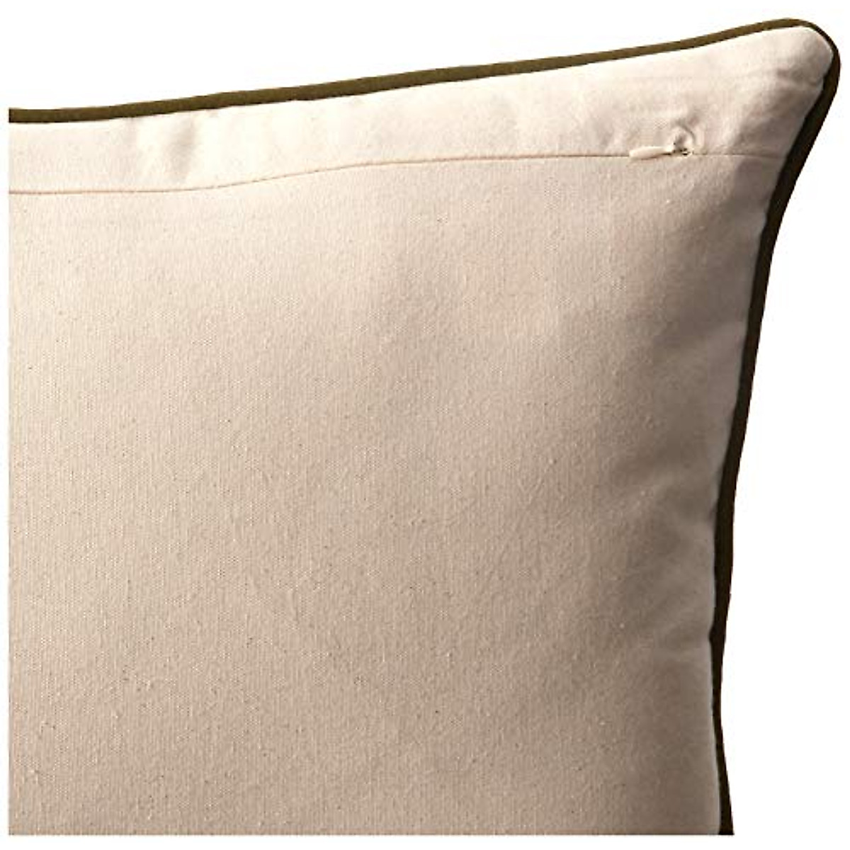 Creative Co-Op White Rectangle Cotton Pillow with Embroidered Green Ferns