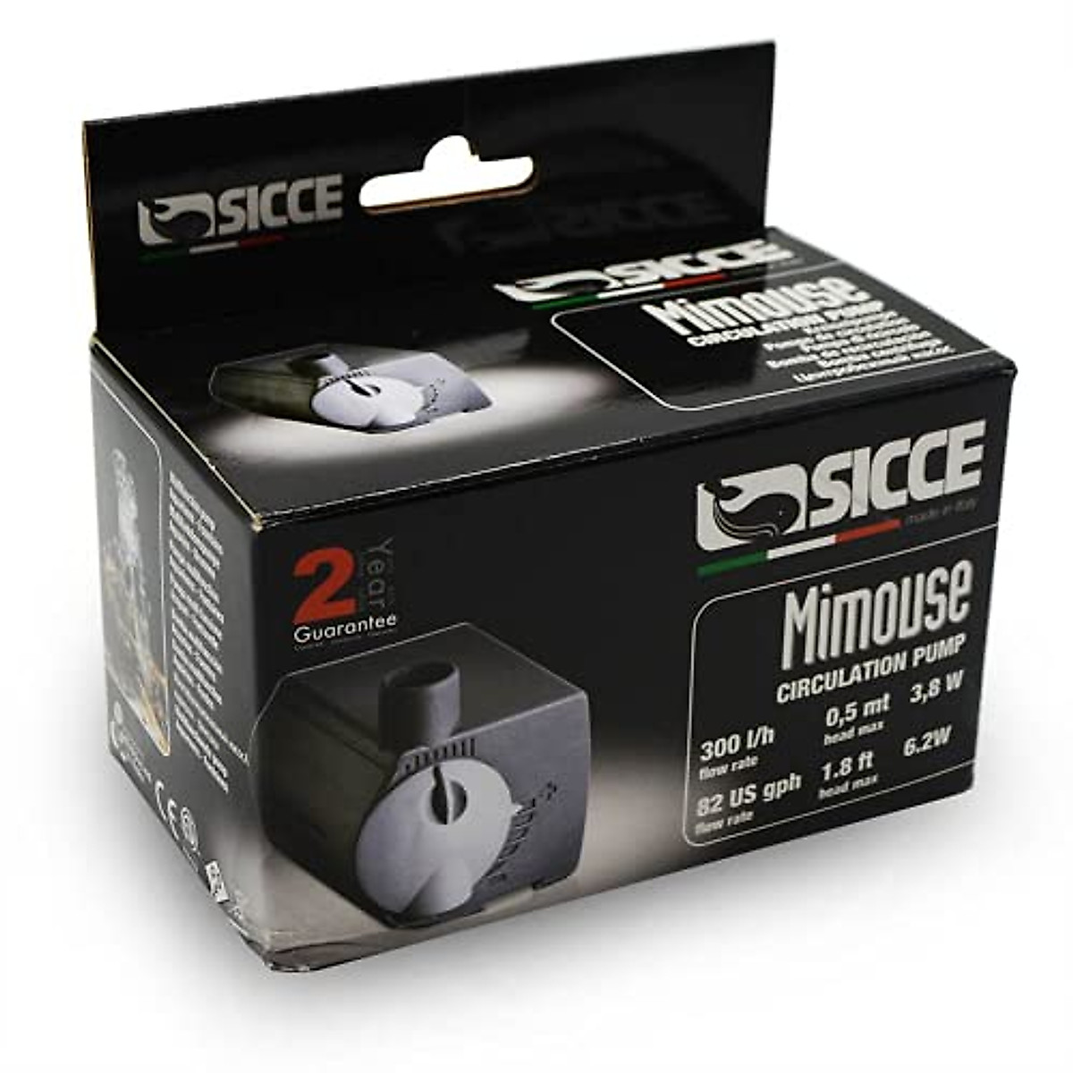 SICCE MI MOUSE Compact Aquarium Pump, 82 GPH, for submerged use in freshwater and saltwater