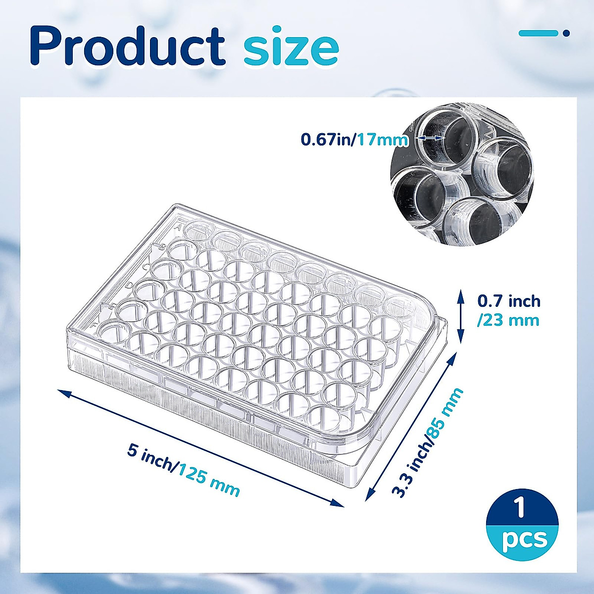 Tellegloww 1 Pack Disposable Sterile Flat Tissue Cell Culture Plates with Lid Tissue Culture Treated Plate for Lab Cell Culture, Clear (48 Well)