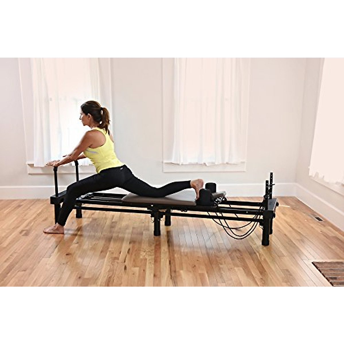 Stamina Products AeroPilates Reformer 651 Whole Body Resistance Workout Machine for Home Gym with 10 Inch Stand and Foldable Frame with Wheels