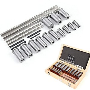 22 Pcs Keyway Broach Kit Keyway Broach Set Collared Bushing Shim Sets Metric Size Set High Speed Steel CNC Metal Metalworking Industrial Tools for Lathe