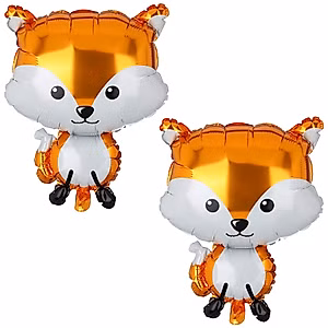 2 Pcs Fox Shaped Great Mylar Foil Critter Balloon Woodland Themed Party Birthday Baby Shower Decorations