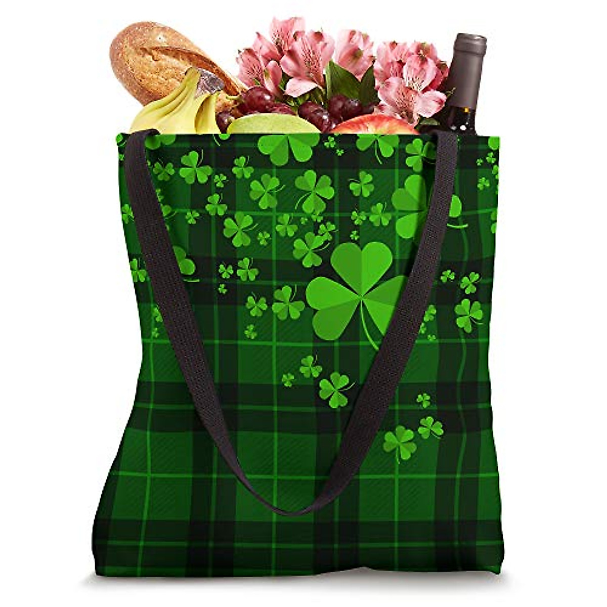 Shamrocks On Green Plaid Lucky Clover St Patricks Day Tote Bag