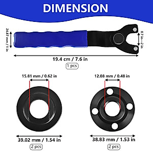 1-Pack Adjustable Angle Grinder Wrench with 2 Pairs Grinder Flange Nut Universal Adjustable Angle Grinder Wrench Angle Grinder Nut and Pin Spanner Compatible with Dewalt Grinder or other Grinders