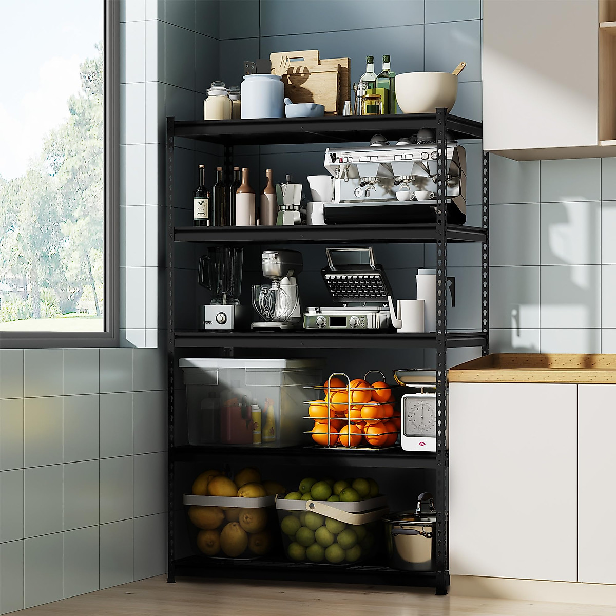 WORKPRO 5-Tier Heavy Duty Metal Shelving Unit, 48”W x 24”D x 72”H, Adjustable Storage Rack, 4000 lbs Total Load Capacity, Ideal for Garage, Basement, Warehouse, Workshop