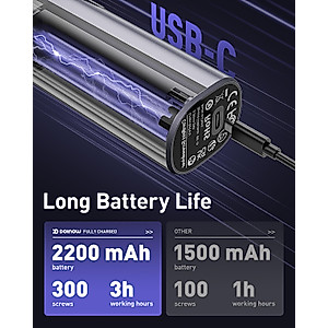 Electric Cordless Screwdriver with LED Display, 6 Torque Small Power Screwdriver, 30 Magnetic Bits, LED Light, 2200mAh USB Rechargeable Lithium-ion Battery for Home, Office, Apartment Repair - Purple