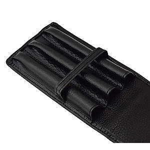 Lanxivi Leather fountain pen case for 3 Pens Pouch Separate Slot Organizer Carrying Case Black Color