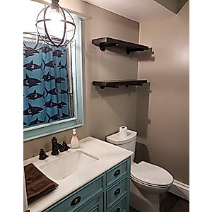 Industrial Black Iron Pipe Shelf Brackets –12 Inch Set of 6, Heavy Duty Rustic Floating Shelf Bracket, Clothing Rack, Coated Finish, Hardware Included