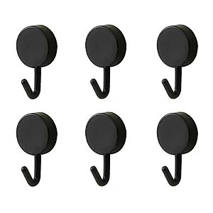 DHDestined Fateful 6 Pack Adhesive Hooks Cute Utility Hooks, Key Hooks for Wall Decorative, for Hanging Hat, Towel, Key, Towel Hook Wall Mount for Home, Kitchen, Bathroom, Office(Black)