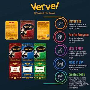 Board Breakers Verve Game – Fun Family Card Games - Entertain Friends Acting - Create Video Content - Party Night Group Activity - Travel Size Tabletop Entertainment Gift - Ages 6+