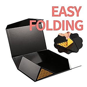 ARTDEARM Gift Box 13.5x9x4.1 Inches, Large Gift Box with Lid, Black Gift Box, Sturdy Gift Box, Magnetic Closure Gift Box, Groomsman Proposal Box for Gift (Glossy Black)